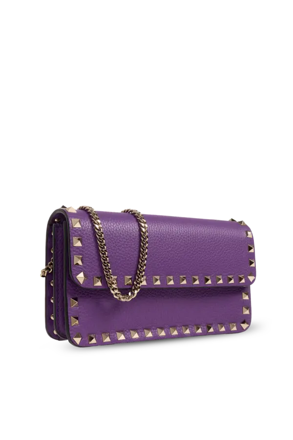 Valentino Garavani Leather Wallet With Chain - Purple