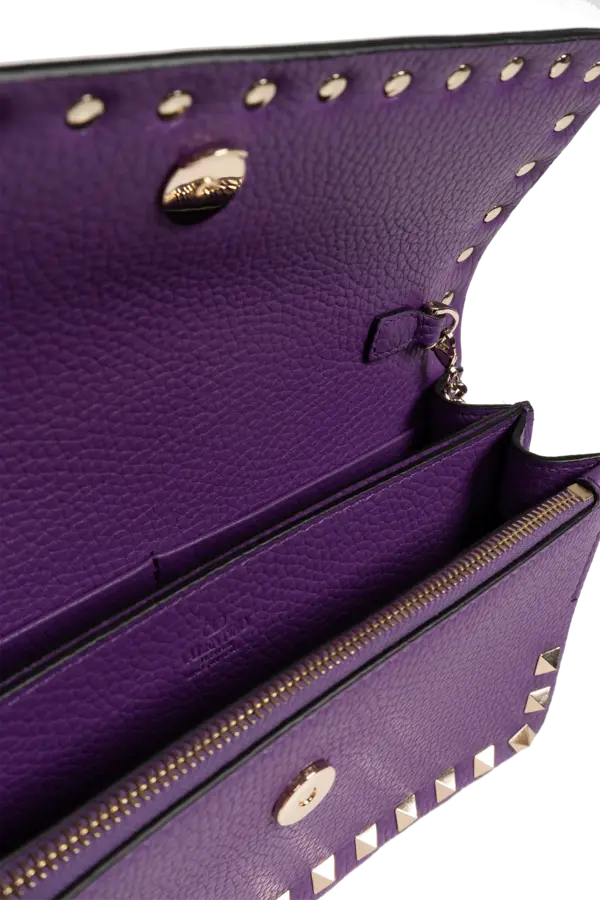 Valentino Garavani Leather Wallet With Chain - Purple