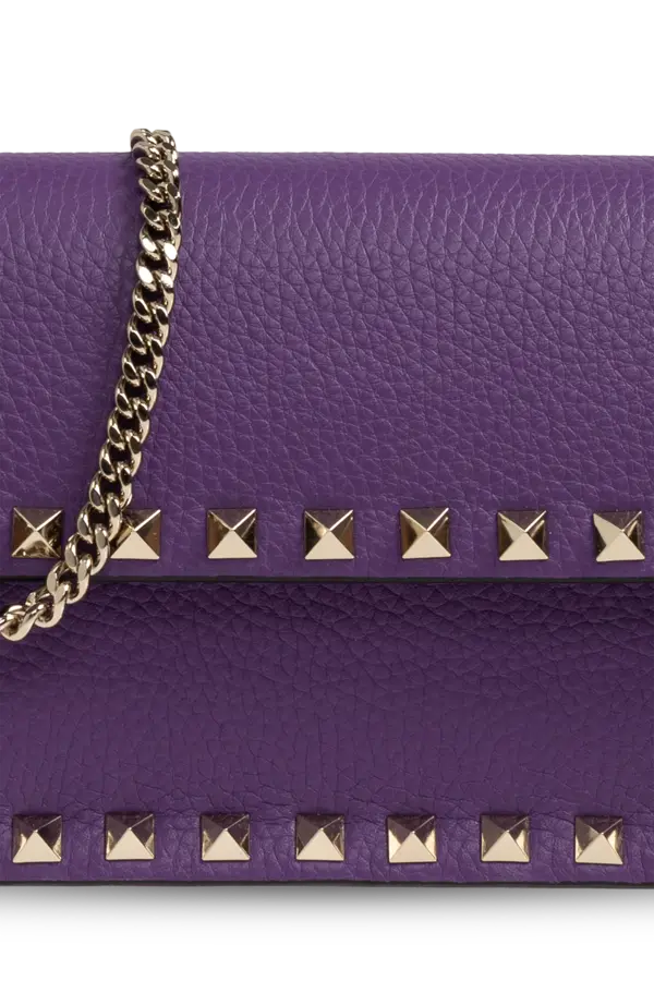Valentino Garavani Leather Wallet With Chain - Purple