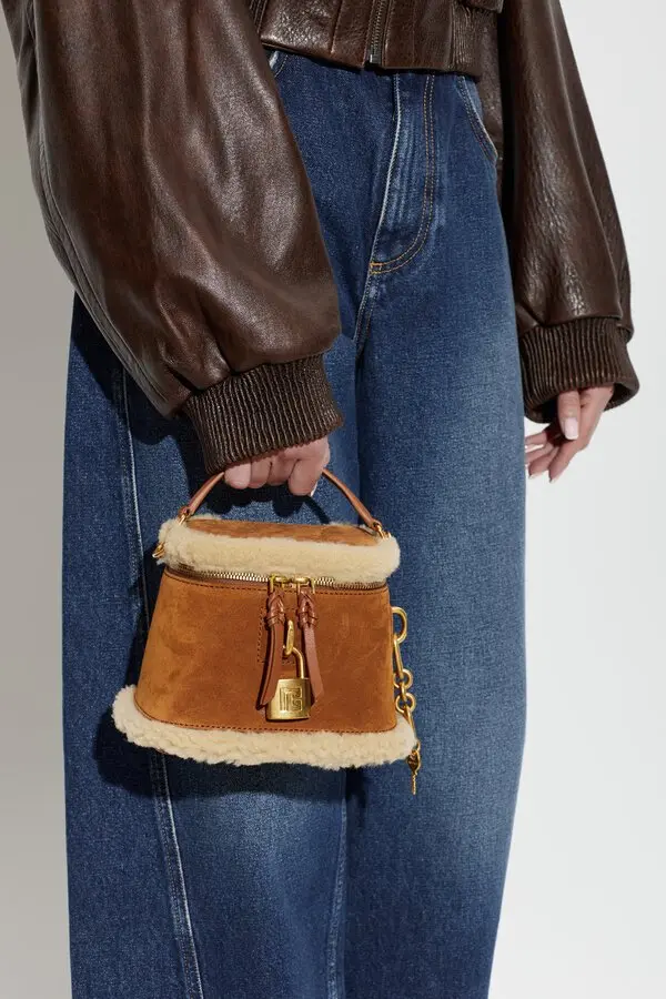Balmain Suede Bag Finished With Fur