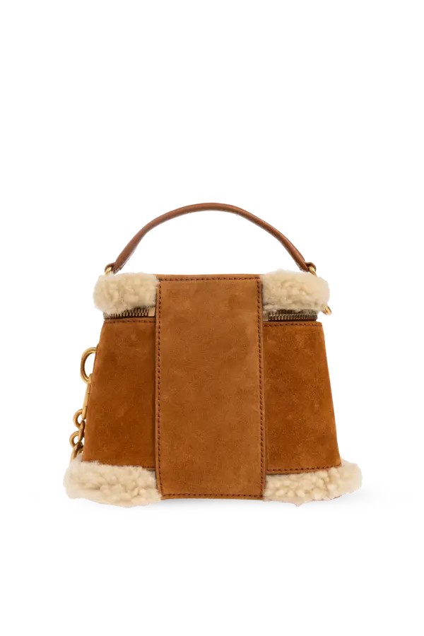 Balmain Suede Bag Finished With Fur