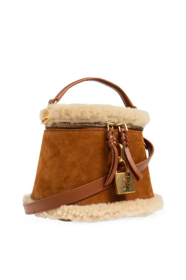 Balmain Suede Bag Finished With Fur