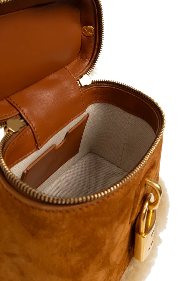 Balmain Suede Bag Finished With Fur