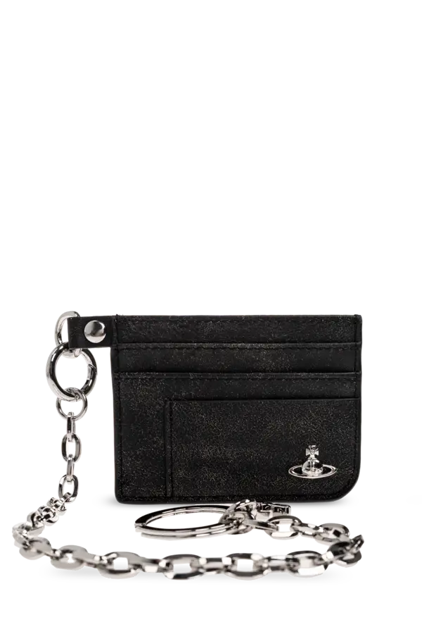 VIVIENNE WESTWOOD Leather Card Holder With Keyring - Black