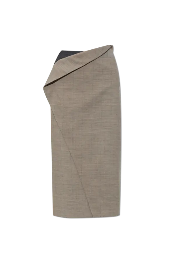 JIL SANDER Wool Skirt With Slit - Grey
