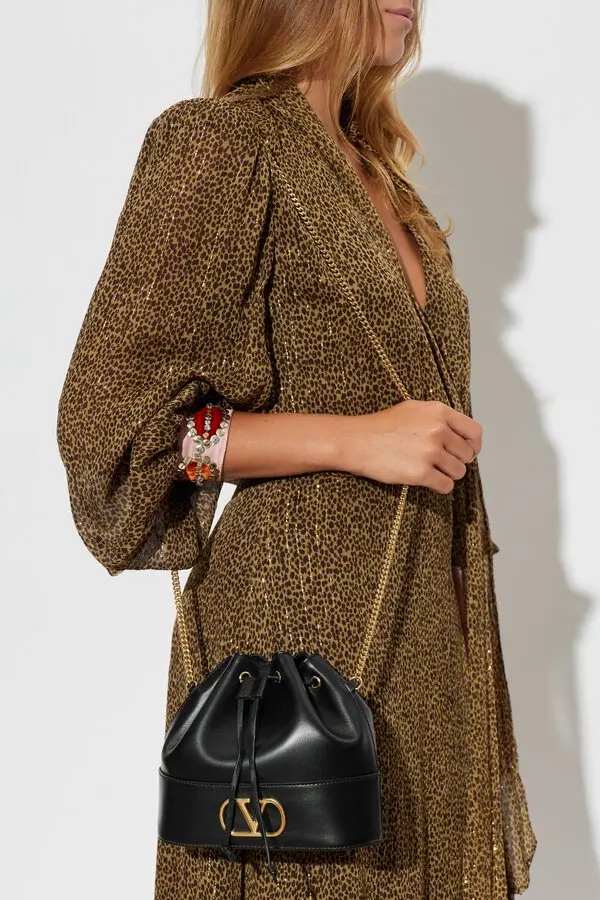Valentino Garavani Leather Bucket Bag With Logo
