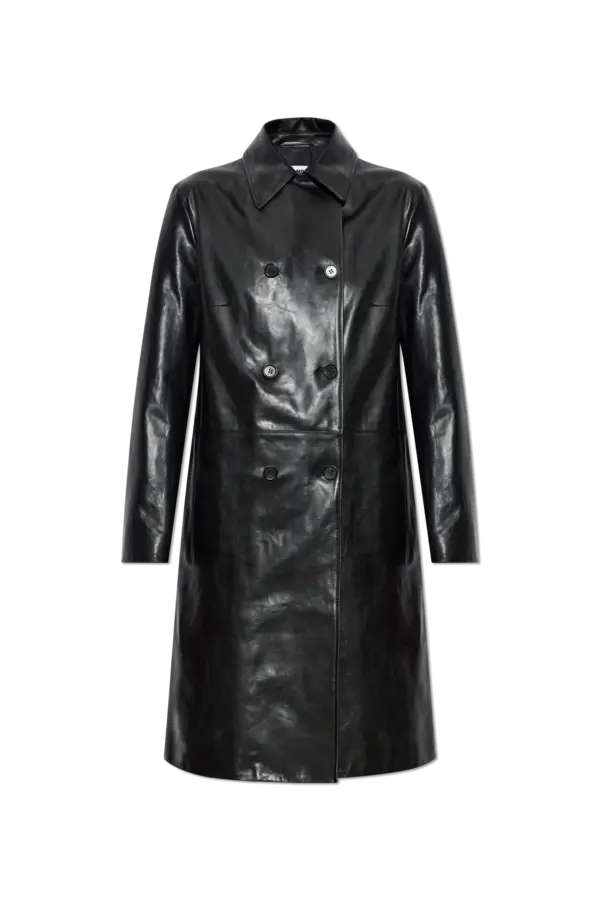 JIL SANDER Double-breasted Leather Coat - Black