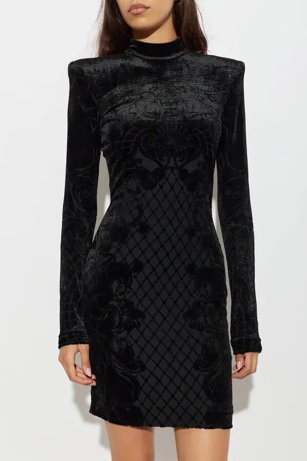 Balmain Velvet Turtleneck Mini Dress
