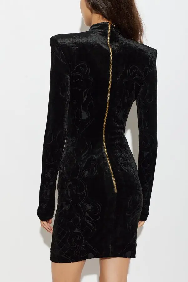 Balmain Velvet Turtleneck Mini Dress