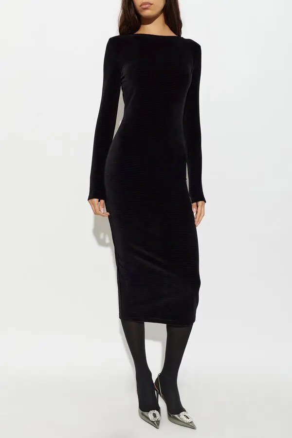 Balmain Velvet Dress With Decorative Crystal Straps