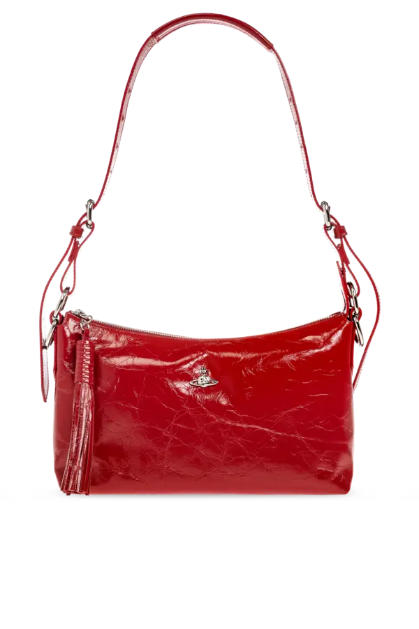 VIVIENNE WESTWOOD Emma Glossed Leather Shoulder Bag - Red