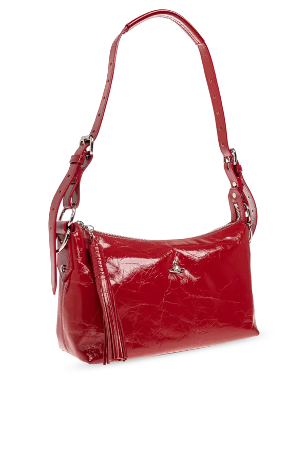 VIVIENNE WESTWOOD Emma Glossed Leather Shoulder Bag