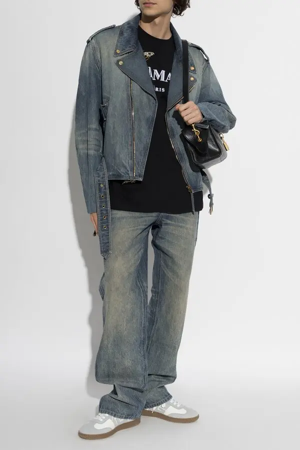 Balmain T-shirt With Logo And Shimmering Appliqués