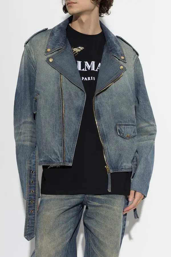 Balmain Denim Jacket With Belt