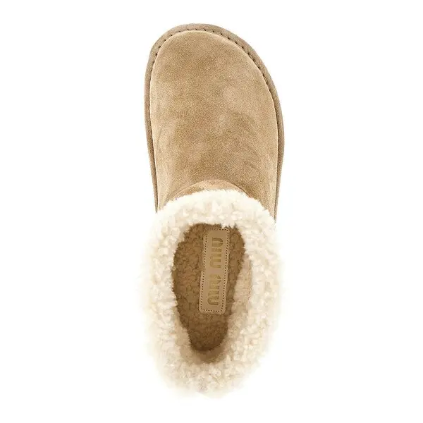 Miu Miu Suede Leather Ankle Boots With Logo