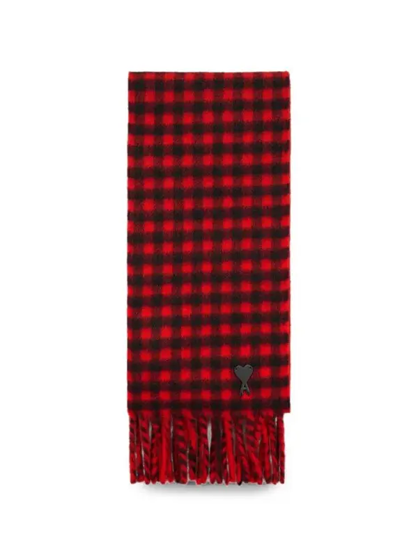 AMI Paris Scarf Wool Plaid "echarpe De Coeur