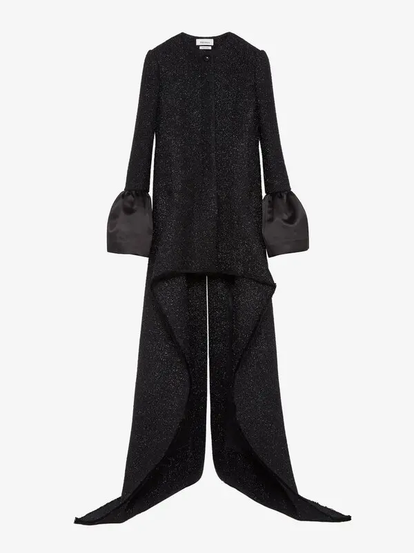 Alexander McQueen Metallic Tweed High-low Coat - Black