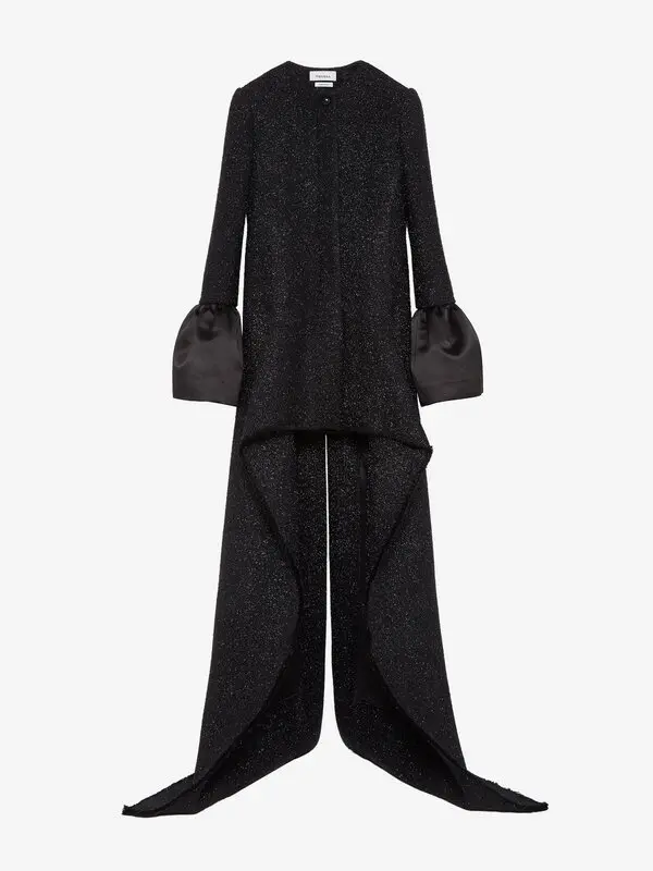 Alexander McQueen Metallic Tweed High-low Coat - Black