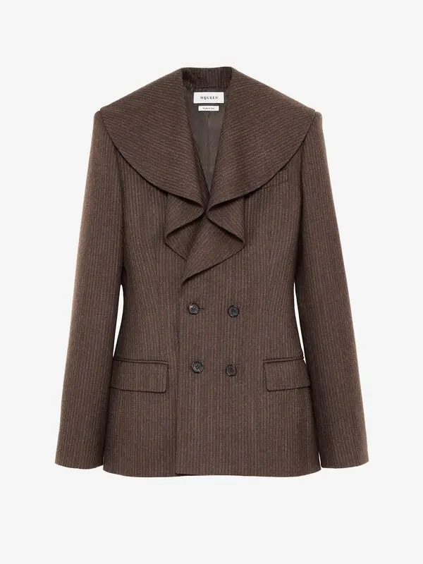 Alexander McQueen Waterfall Collar Double-breasted Jacket - Dark Brown