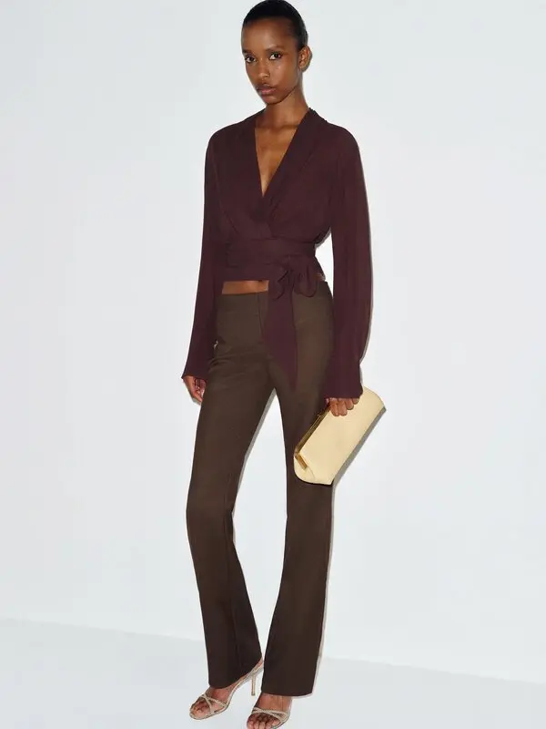 REFORMATION Hartley Low Rise Baby Bootcut Pant - Brown