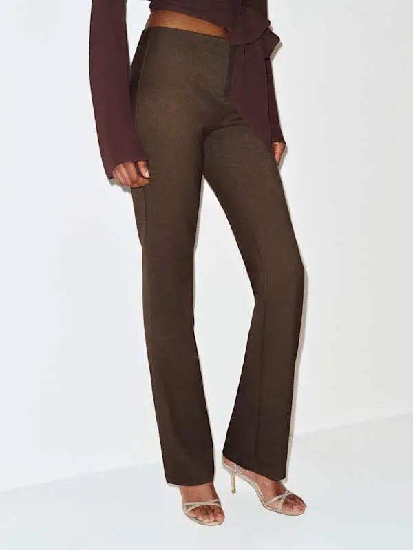 REFORMATION Hartley Low Rise Baby Bootcut Pant - Brown