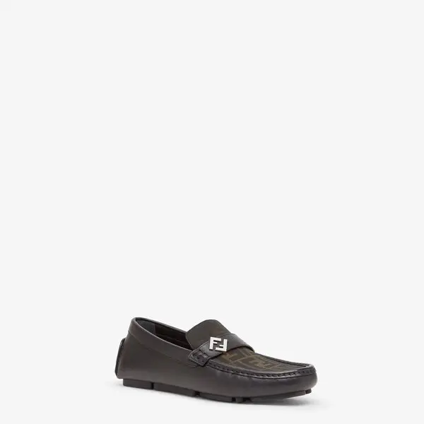 Fendi Ff Metal Driving Loafers - Black