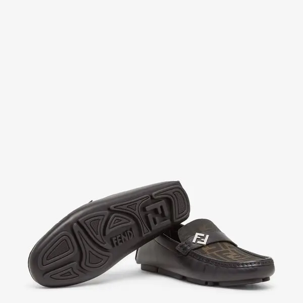 Fendi Ff Metal Driving Loafers - Black