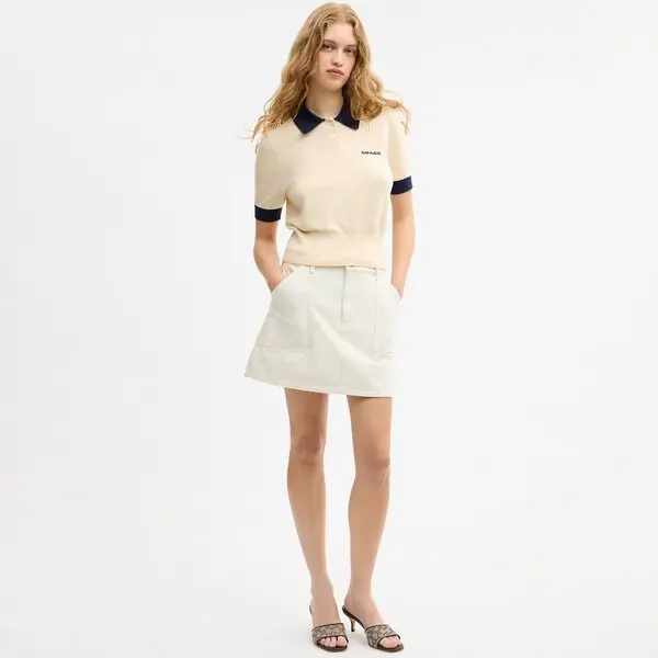 COACH OUTLET Organic Cotton Knit Polo - Cream