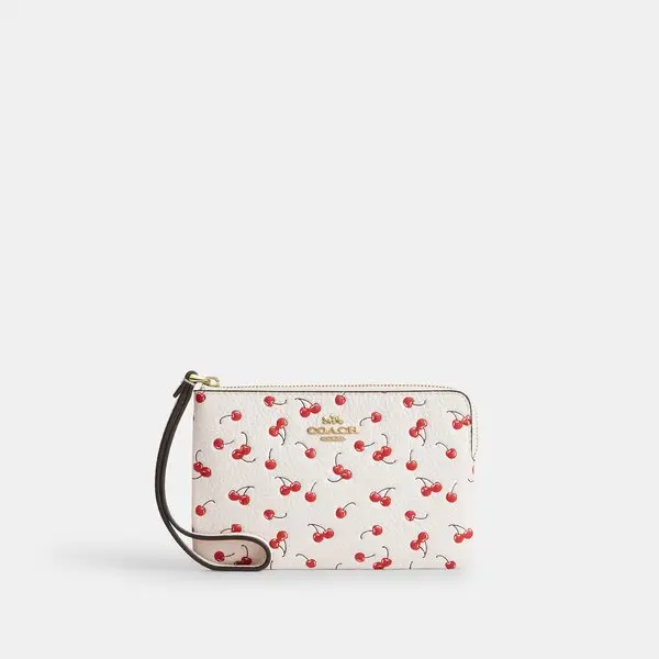COACH OUTLET Corner Zip Wristlet With Cherry Print