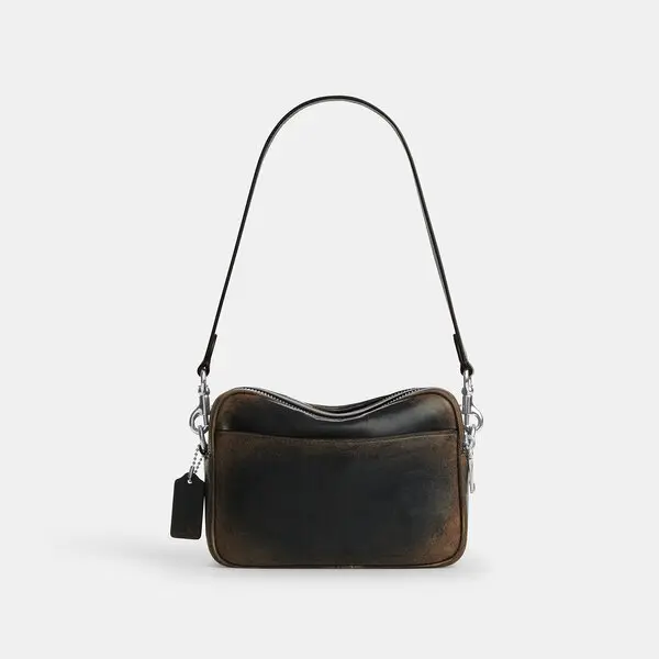 COACH OUTLET Mini Carey Crossbody Bag In Loved Leather - Silver/black Brown