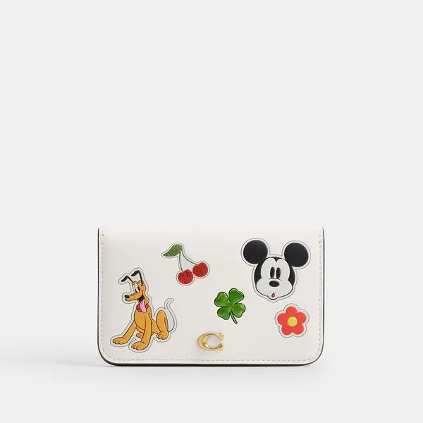 COACH Disney X Essential Slim Card Case With Sticker Print - Brass/chalk Multi