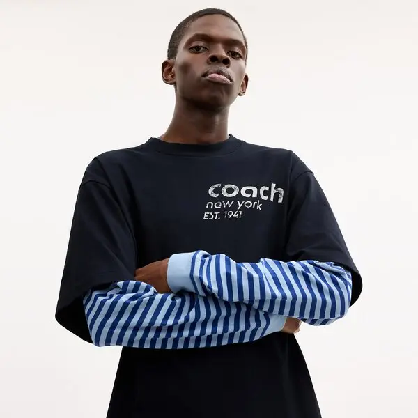 COACH Double Layered Long Sleeve T-shirt In Organic Cotton