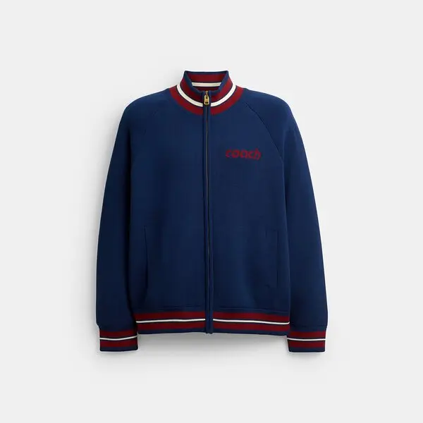 COACH Zip Front Knit Cardigan In Organic Cotton And Recycled Polyester