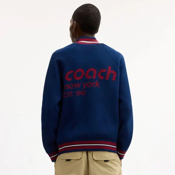 COACH Zip Front Knit Cardigan In Organic Cotton And Recycled Polyester