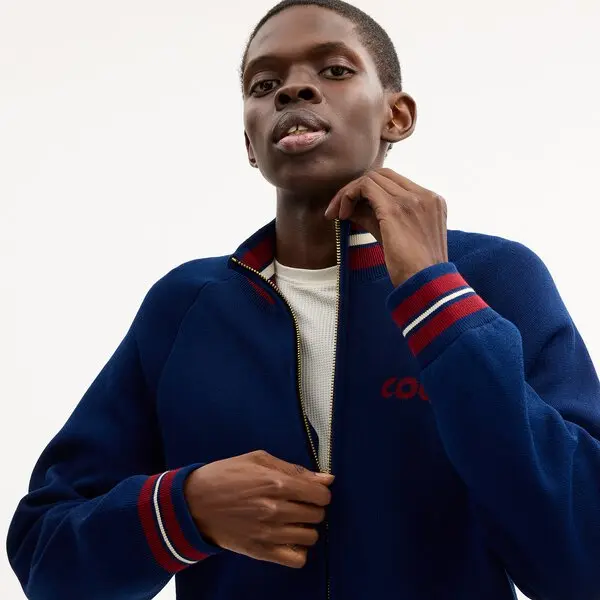 COACH Zip Front Knit Cardigan In Organic Cotton And Recycled Polyester