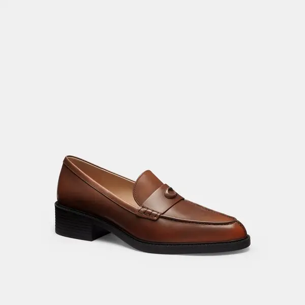COACH Pointed Toe Loafer Shoes In Loved Leather - Saddle