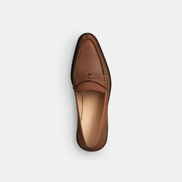 COACH Pointed Toe Loafer Shoes In Loved Leather - Saddle
