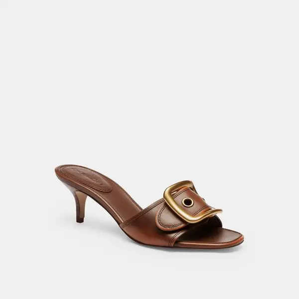 COACH Margot Sandal With Oversized Buckle In Loved Leather - Saddle