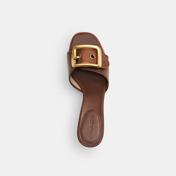 COACH Margot Sandal With Oversized Buckle In Loved Leather - Saddle