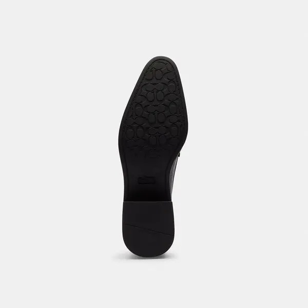 COACH Pointed Toe Leather Loafers With Block Heel - Black