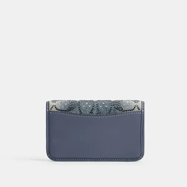 COACH Essential Slim Card Case In Regenerative Cotton Denim With Crystal Signature