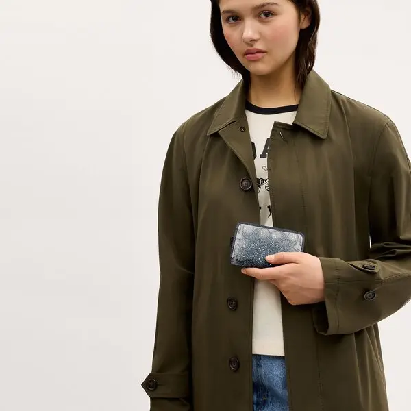 COACH Essential Slim Card Case In Regenerative Cotton Denim With Crystal Signature