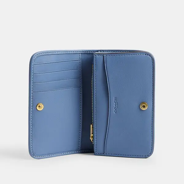 COACH Essential Slim Card Case In Regenerative Cotton Denim With Crystal Signature
