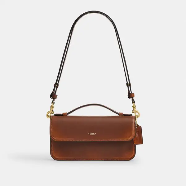 COACH Elora Top Handle Crossbody Bag In Loved Leather - Brass/brown