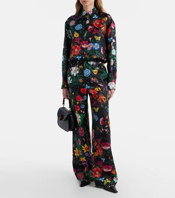 Gucci Flora Silk Twill Shirt - Black