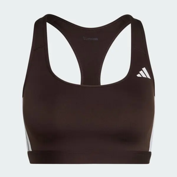 Adidas Optime Essentials Workout 3-stripes Medium Support Bra Aurora Coffee