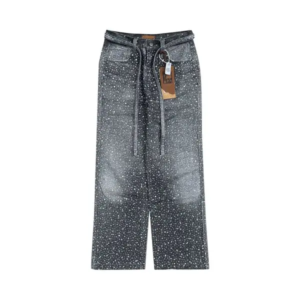 BIRTH OF ROYAL CHILD 3d Printed Washed Swarovski Diamond Jean - Black