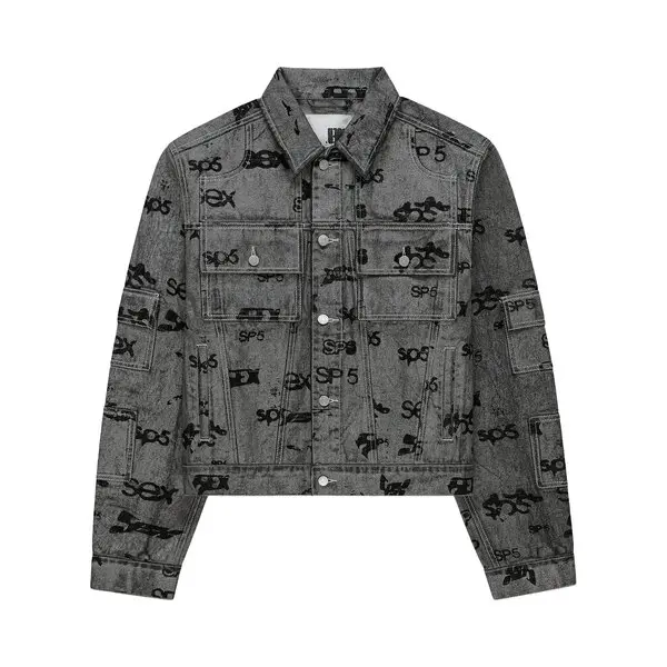SP5DER Sex Aop Foil Trucker Jacket