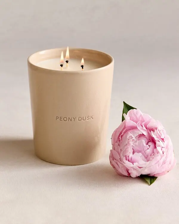 Quince Peony Dusk 3-wick Luxury Candle, Plant-based Wax