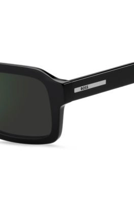 BOSS Black Acetate Sunglasses With Green Gradient Lenses